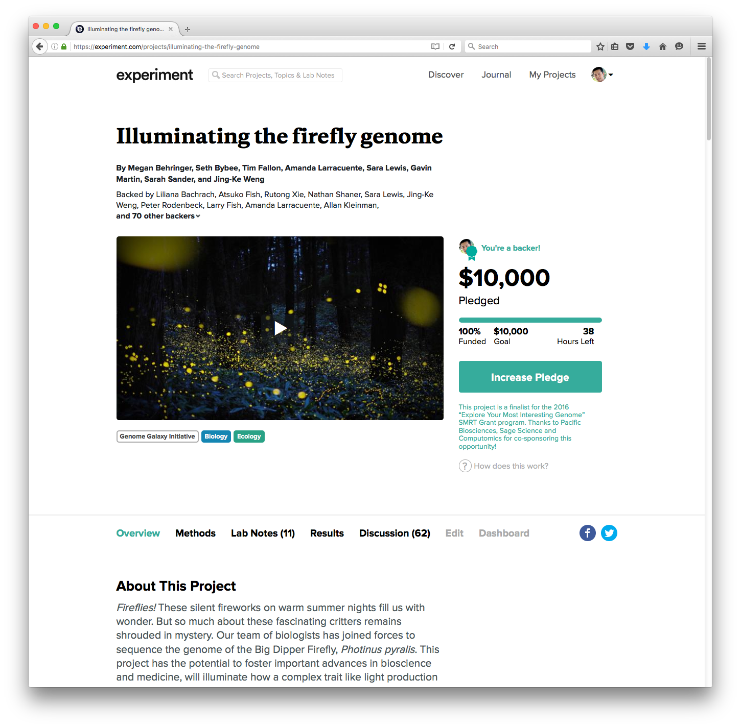 Firefly genome project funded through crowdfunding! – Weng Lab